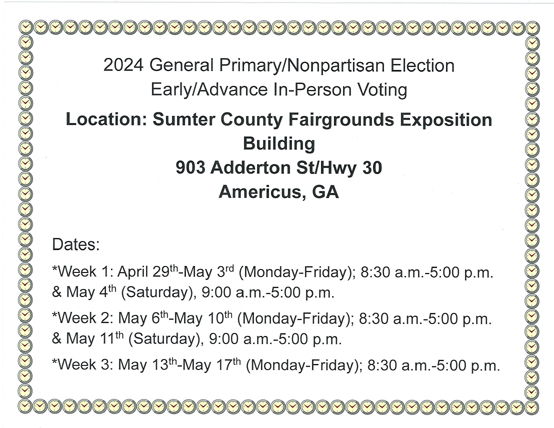Sumter County, Georgia Voter Registration & Elections